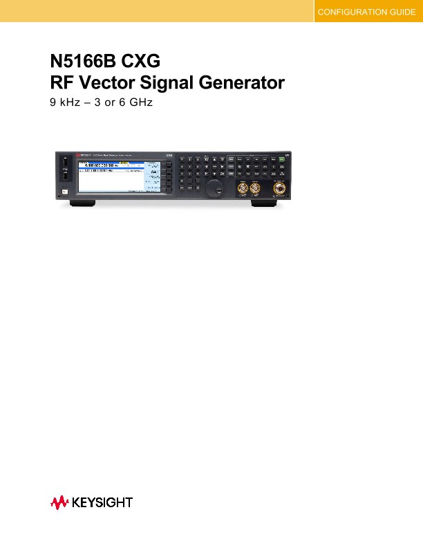 N5166B CXG RF Vector Signal Generator PDF Asset Page | Keysight